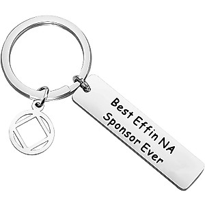 BAUNA Sponsor Gift Sobriety Gift NA Sponsor Appreciation Keychain Narcotics Anonymous Jewelry Best Effin NA Sponsor Ever (NA Sponsor Keychain)