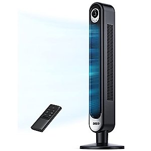 Dreo Tower Fan 42 Inch, Cruiser Pro T1 Quiet Oscillating Bladeless Fan with Remote, 6 Speeds, 4 Modes, LED Display, 12H Timer, Black Floor Standing Fan Powerful for Indoor Home Bedroom Office Room