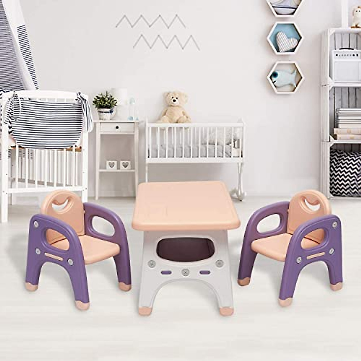 Kinfant Kids Table and Chair Set - Toddler Activity Table with Storage Shelf for Children Mesa para niños Preschool, Kindergarten, Toddler Table & Chair Set