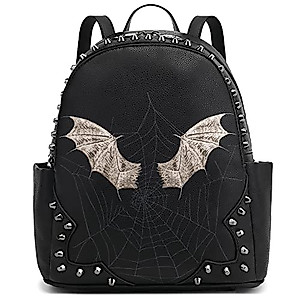 Scarleton Casual Backpack Purse for Women, Punk Skull Backpack, Faux Leather Gothic Shoulder Bag, Rivet Crossbody Bag, H209301A - Black