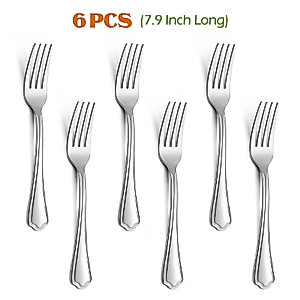 Dinner Forks Set of 12, E-far 7.9 Inch Stainless Steel Forks for Home, Kitchen or Restaurant, Non-toxic & Mirror Polished, Scalloped Edge & Dishwasher Safe
