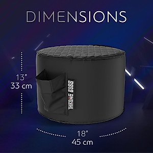 Throne Boss Gaming Footstool [Cover ONLY No Filling] - for Matching Gaming Bean Bag Chair - Pouf/Ottoman for Gaming Room - Round Gamer Foot Stool Footrest with Drink Holder (Black)