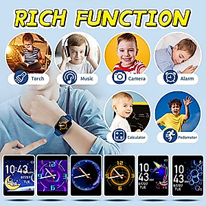 Vakzovy Kids Smart Watch Boys Girls Gifts for 3-12 Year Old, 24 Games HD Touch Screen Camera Video Music Pedometer Flashlight Alarm Clock Smart Watch for Kids Birthday Gifts for 6 7 8 9 Year Olds