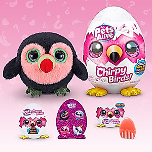Pets Alive Chirpy Birds (Tucan) by ZURU, Electronic Pet That Speaks, Giant Surprise Egg, Stickers, Comb, Fluffy Clay, Bird Animal Plush for Girls