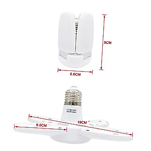 Gawany 1 Pack Mini LED Garage Light, 38W Deformable LED Garage Ceiling Lights with 4 Adjustable Panels, 6000LM 6500K E27/E26 LED Shop Lights for Garages, Workshop,Indoor, Outdoor White 256bu