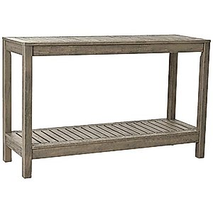 Cambridge Casual Solid Wood West Lake Outdoor Console Table, Weathered Gray