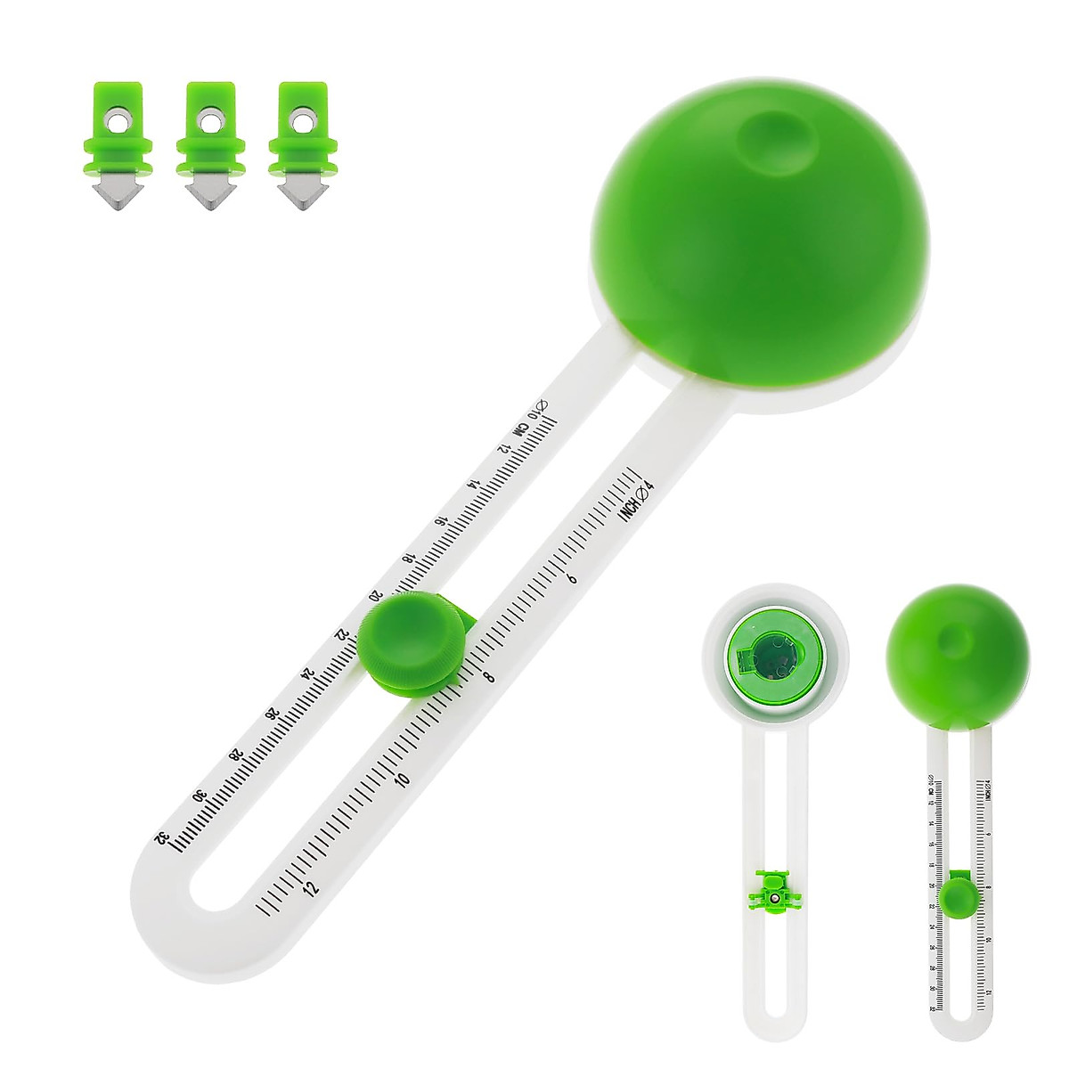 TIESOME Adjustable Circular Paper Cutter, Rotary Paper Trimmer Scrapbooking Making Tool with Replacement Blades 4-12 In Circular Creating Cutting Tools for DIY Crafts (Green)