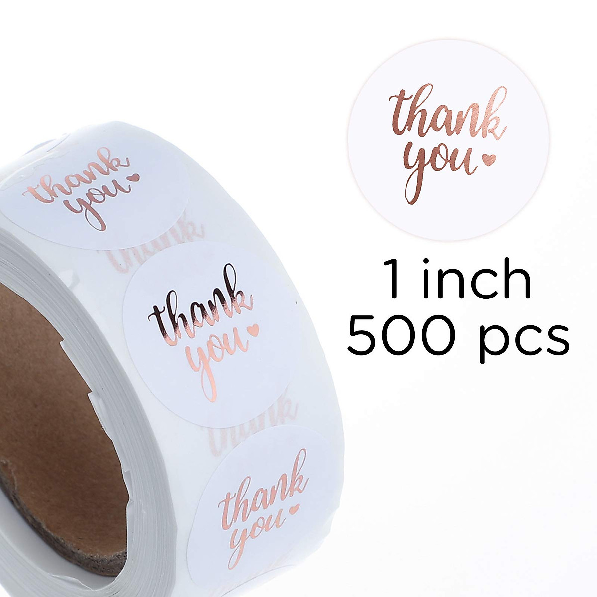 Thank You Stickers,1" Thank You Stickers, Rose Gold Foil Font Round Label for Birthdays, Weddings, Giveaways,Perfect for Small Business Gifts to Seal and Decorate