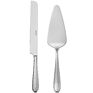 Hudson Essentials Bergamo Hammered 18/10 Stainless Steel Cake Knife & Cake Server Set – Perfect for Weddings, Engagements, Parties, Birthdays and Events