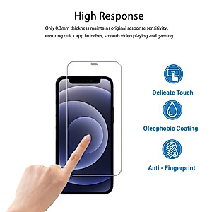 HKKAIS Screen Protector For iPhone 12 mini Tempered Glass 2-Pack Camera Lens Protector Film 2-Pack with Easy Alignment Tool