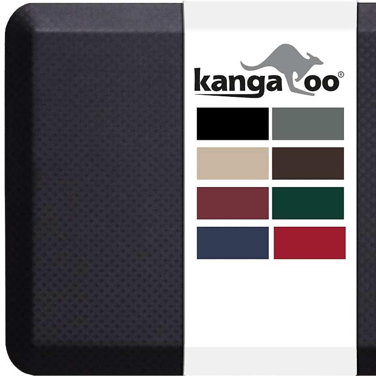 KANGAROO Thick Ergonomic Anti Fatigue Mats for Kitchen Floor, Cushioned Standing Office Desk Mat, Waterproof Scratch Resistant Topside, Supportive All Day Comfort Padded Foam Rugs, 17x24, Black