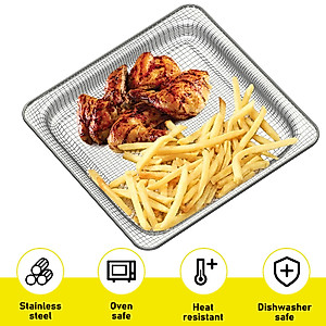 SP101 Air Fry Basket Replacement for Ninja Foodi SP101 Air Fryer Oven, Stainless Steel Air Fryer Basket Accessories for Ninja Foodi SP100, SP101B1, SP101C, 2 Pack