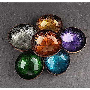 Emousport Coconut Shell Key, Candy Bowl Table Key Storage Section Coconut Bowl Ink Creative Ornament Creative Storage Bowl (Green)