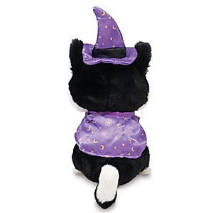 Cuddle Barn - Trick-or-Treat Tammy | Animated Halloween Tuxedo Cat Stuffed Animal Plush Toy, Dressed as Wizard Twirls to I Want Candy, 9 inches