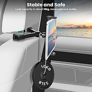 Holulo Tablet iPad Holder for Car Headrest Tablet Mount, Headrest Tablet Stand for Car Back Seat Compatible with iPad Pro Air Mini/Kindle Fire HD/Galaxy Tab/Switch OLED or Other 4.7”-12.9" Devices