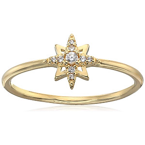 Amazon Essentials 18K Yellow Gold Over Sterling Silver Cubic Zirconia North Star Ring, Size 7 (previously Amazon Collection)