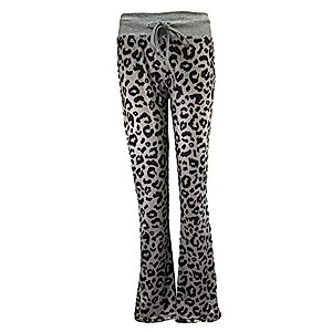 Womens Print Drawstring Pajama Pants Comfy Casual Palazzo Lounge Wide Leg Pants Loose Baggy Low Waist Wide Leg Sweatpants (Gray,Large)