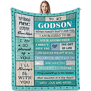 Nuritus Godson Gifts from Godmother, to My Godson Gifts, Valentines Day Godson Gifts, Birthday Gift for Godson, Best Gifts for Godson Ever, Unique Godson Birthday Ideas Blanket 50"x60"