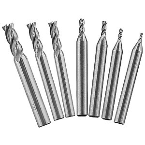 Aracombie 7pcs Straight End Mill Cutter Set, 4-Flute Drill Bit CNC Milling Bit Set, Square Nose HSS End Mill Metric Metal Router Bit Set for Wood Aluminum Steel (1.5mm 2mm 2.5mm 3mm 4mm 5mm 6mm)
