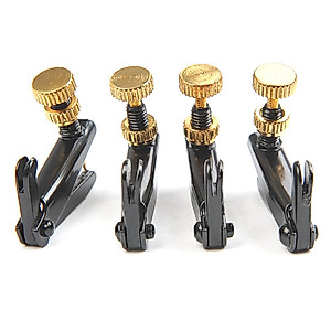 TIMESETL 4Pack Violin Fine Tuners for 4/4-3/4 Violin Metal String Adjuster Nickel Plated Anti Rust (Black + Gold)