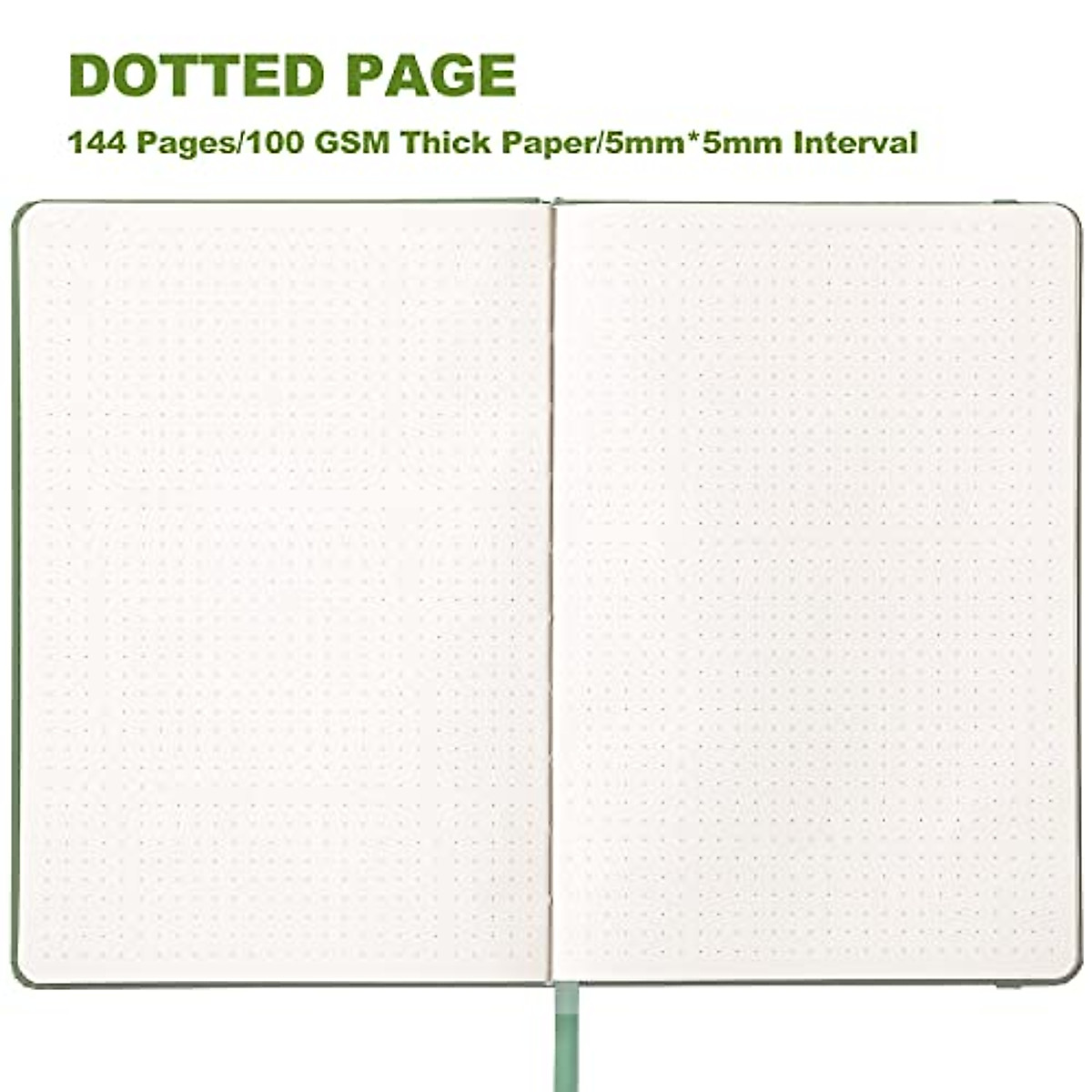 Dotted Notebook/Journal - Dot Grid Notebook, with 144 sheets, 8.4'' x 5.7'', 100 GSM Thick Paper, Elastic Closue, Inner Pocket, 2 Book Marks, Hard Cover, Great Cover Texture - Personal Organizer