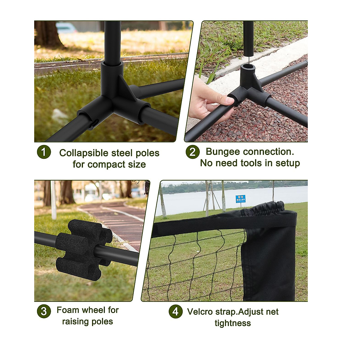 NQV Pickleball Set with Net,10FT Half Court Size Pickleball Net Portable Outdoor Indoor Driveway Home+4 Wood Paddles+4 Pickle Balls+4 Ball Retrievers, Pickleball Set for Adults Kids Beginners Pros