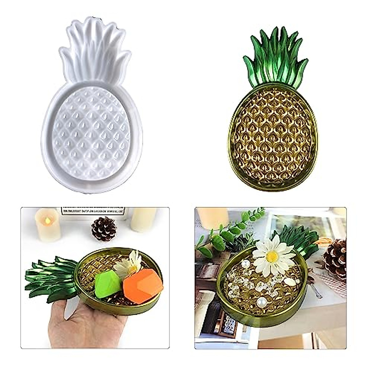 Pineapple Shaped Storage Tray Resin Mold for Epoxy Resin Casting Crafts Large Silicone Tray Mold for DIY Jewelry Tray Dishes Key Trays Home Decoration