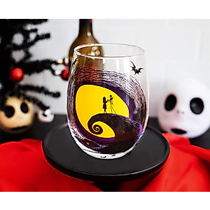 Nightmare Before Christmas Disney The Jack & Sally on Spiral Hill Stemless Glass