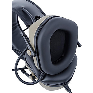 ATAIRSOFT Tactical Headset Wargame Hunting Headphone Without Noise Cancellation Function (Tan)