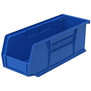 Akro-Mils 30224 AkroBins Plastic Storage Bins, Space-Saving Stackable Bins, Garage Organization Bins, Pantry Organization, Craft Storage, 11-Inch x 4-Inch x 4-Inch, Blue, 12-Pack