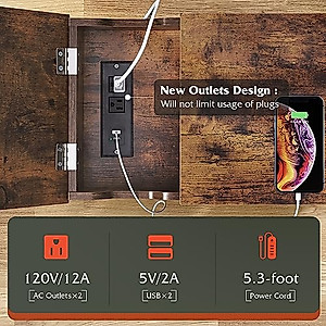 WLIVE Flip Top Side Table with Charging Station, Narrow End Table with USB Ports & Power Outlets, 3-Tier Nightstand with Storage Drawer for Living Room & Bedroom, Rustic Brown