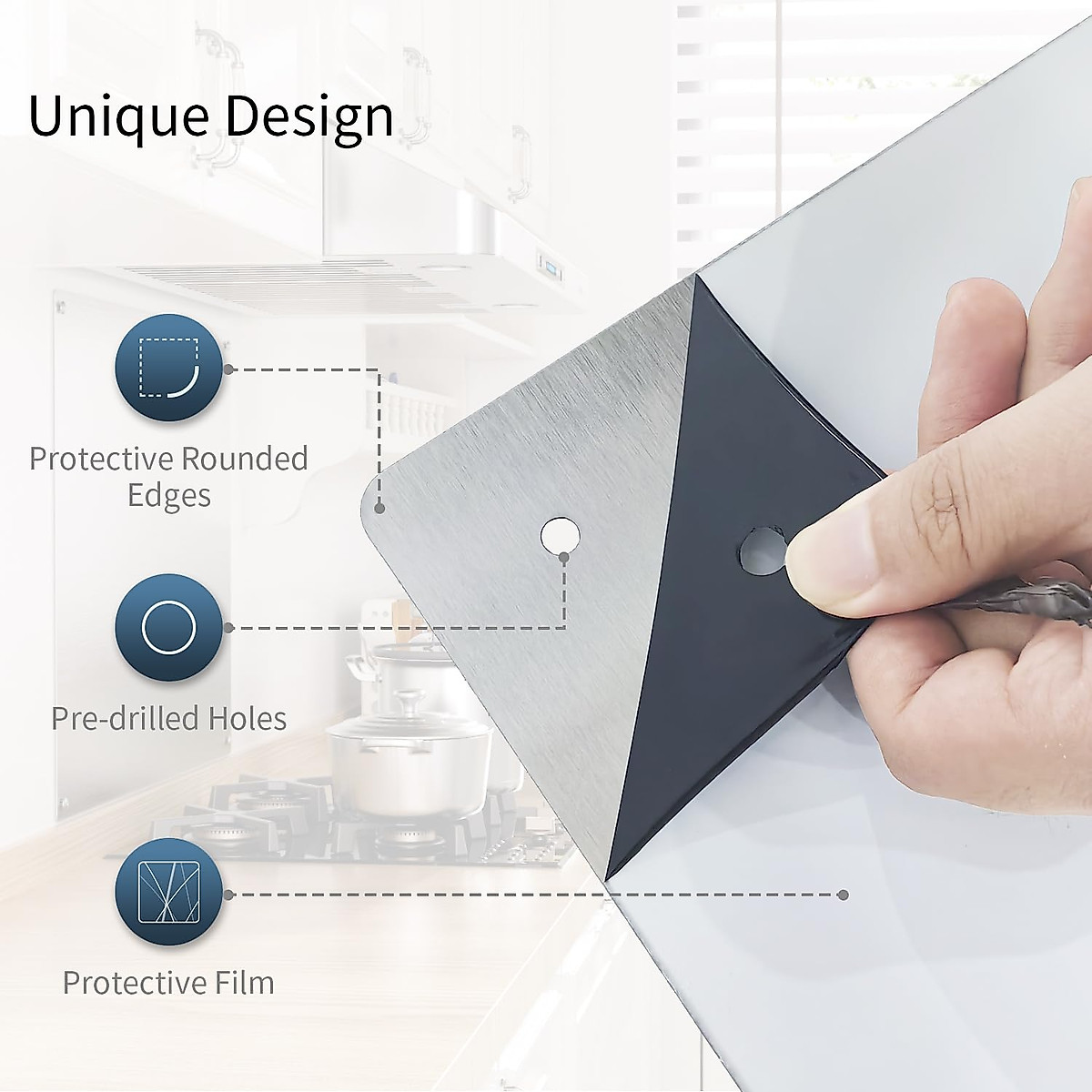 IKTCH 24 x 30 Inch Stainless Steel Backsplash, Stove Backsplash Protector for Wall, Range Hood Wall Shield, Pre Drilled Holes for Easy Installation