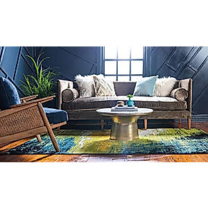 Unique Loom Lyon Collection Modern Abstract Area Rug, 4 x 6 ft, Light Green/Blue