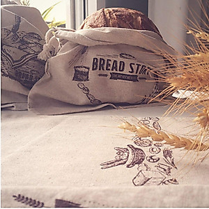 Natural Linen Bread Bags - 2-Pack Large 11 x15 in (30 cm x 40 cm) Ideal for Homemade Bread, Reusable Food Storage, Housewarming, Wedding Gift, Storage for Artisan Bread - Bakery & Baguette Bag