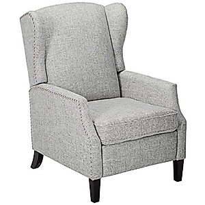 GDFStudio Weyland Wingback Traditional Fabric Recliner (Light Grey)