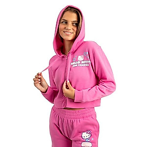 Hello Kitty Adult Zip Up Hoodie and Jogger Set-S Pink