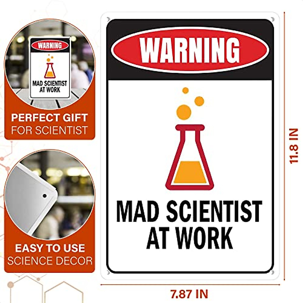 Mad Scientist Wall Decor - 8x12 Metal Sign for Science Fans