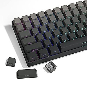 PBT Keycaps - Side Printed Keycap Set, Double Shot Shine Through Custom Keycaps, Gradient Gray Keycaps OEM Profile 136 Keys, Minimalist Style Phantom Keyboard Keycap for Mechanical Keyboards