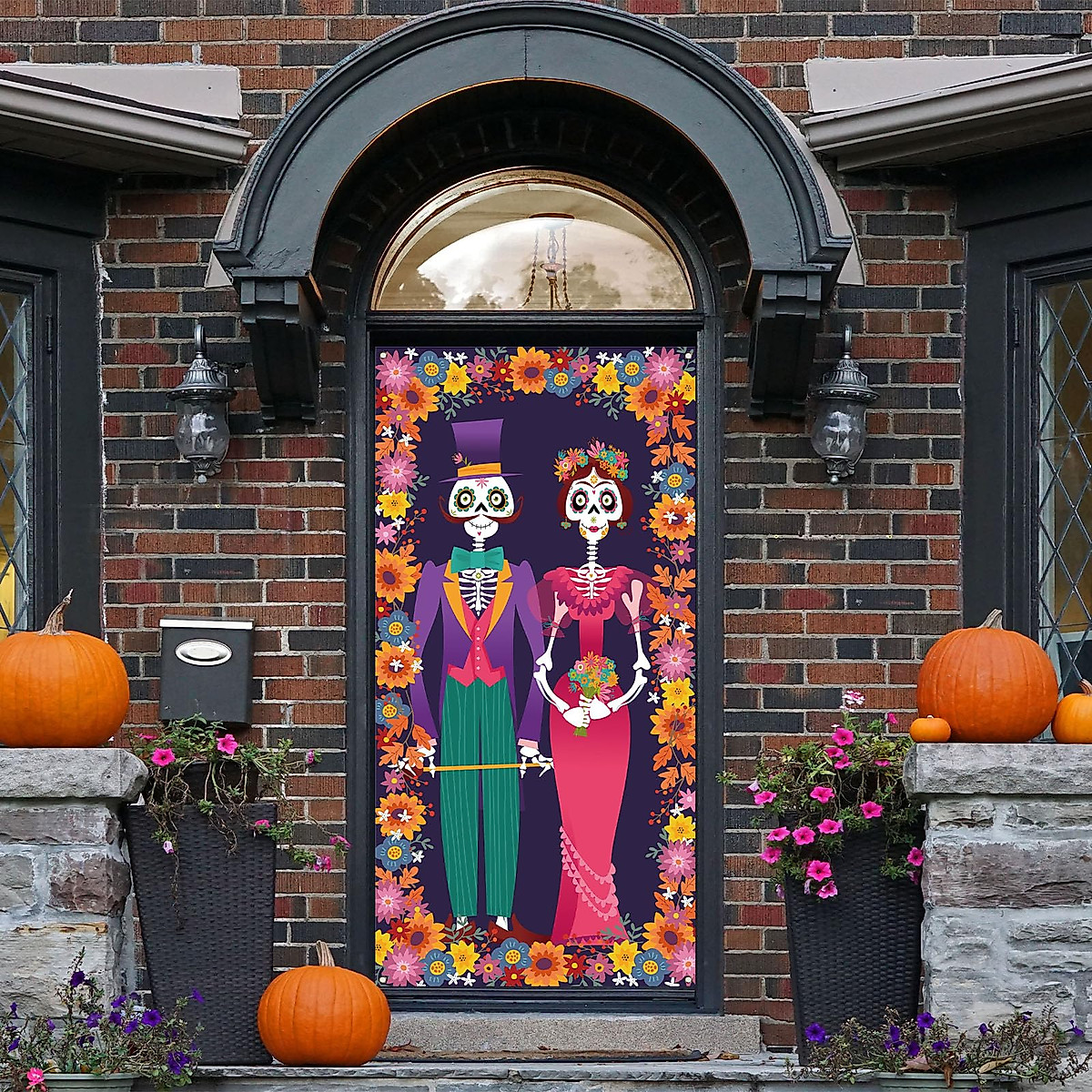 Day of The Dead Decorations Dia De Los Muertos Door Cover Mexican Altar De Muertos Sugar Skull Day of The Dead Decorations and Supplies for Home Party