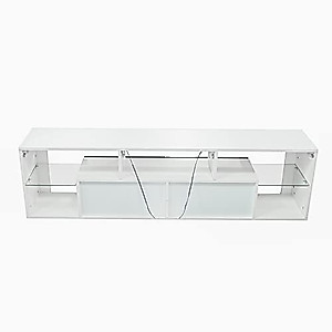 63 Inches Floating TV Stand Wall Mounted with Lights, Modern LED TV Stand Floating Entertainment Center with Storage for Bedroom Living Room,Floating Shelf for Under TV,White