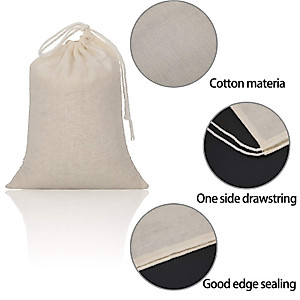 Tatuo 50 Pcs 6 x 8 Inches Muslin Bags Cotton Drawstring Bags Canvas Linen Bag Sachet Bag Reusable Empty Gift Pouch for Party Home Supplies