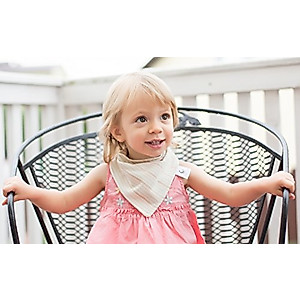 5-Pack Stylish Baby Bandana Drool Bibs 2 Ply 100% Naturall Colored Cotton - Neutral and Absorbent for Boys and Girls