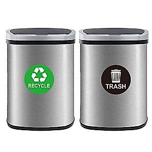 4"x4" Recycle Sticker Sign Trash Can Decal - 12 Recycling Trash Bin Labels Waterproof Organize & Coordinate Garbage Waste from Recycling (Recycle Trash, 4 inch)