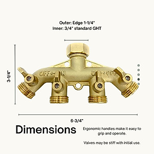 Fairview Heavy Duty Brass Garden Hose Splitter with HEX Connector (404-WV)