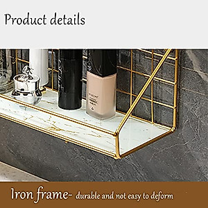 Shower Bathroom Caddy Gold Rust Proof No Drill Bottle Holder Adhesive Basket Organizer Wall Mount for College Gold white