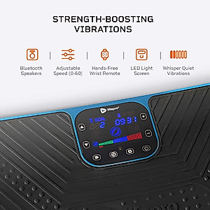 LifePro Rumblex 4D Pro Vibration Plate - Whole Body Vibration Platform Exercise Machine - Home Workout Equipment for Weight Loss, Toning & Wellness - Full Bundle of Bands, Straps & Accessories (Blue)