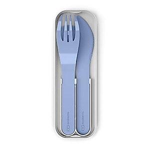 MONBENTO - Cutlery Set for Lunch Box MB Pocket Infinity - 3 Pieces Fork Knife Spoon - Flatware Set for Work Lunch Packing - Biodegradable Plastic - Blue