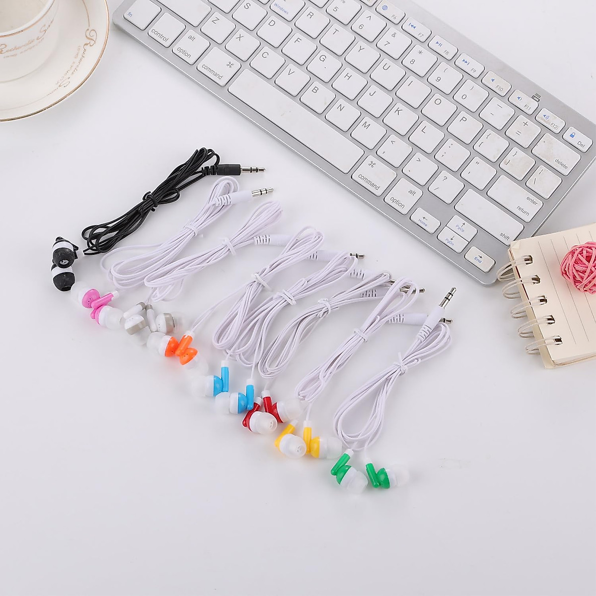 Ladont 100 Pack Bulk Kids Earbuds for Classroom, Student Wired Headphones in Ear Earbuds for School Librariy, 3.5mm Multi Colored Wholesale Earphones for Chromebook Laptop PC