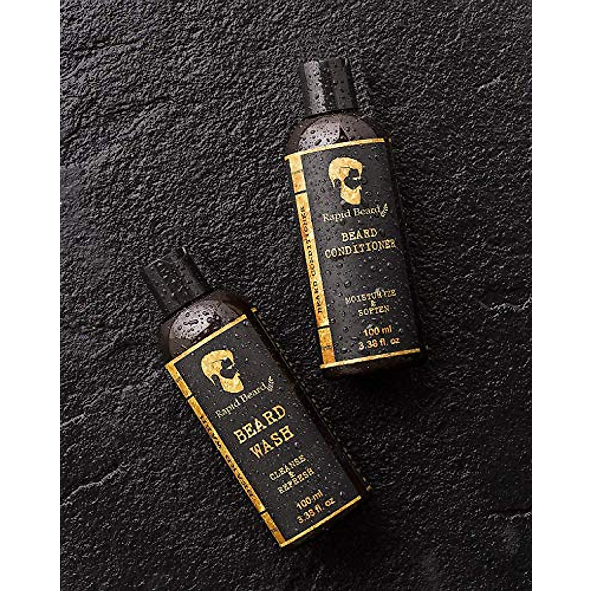 Beard Shampoo and Beard Conditioner Wash & Growth kit for Men Care - Softener & Moisturizer for Hydrating, Cleansing and Refreshing Beard and Mustache Facial Hair Gift Set (100ml / 3.4 fl oz)