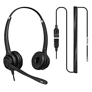 Axtel Bundle Elite HDvoice Duo NC with AXC-04 Cable | Noise Cancellation - Compatible with Cisco 6900, 7800, 7900, 8800, 8900, 9900 Series Phones